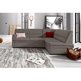 Sit & More Ecksofa SIT & MORE "Pisa L-Form", grau (elefant), B:245cm H:89cm T:161cm, NaturLEDER (echtes Rindsleder), Korpus in Kunstleder SOFTLUX;Luxus-Microfaser (90% Polyester, 10% Polyamid);Struktur (100% Polyester);Luxus-Microfaser ALTARA NUBUCK (100% Polyester), Sofas, Ecksofa, mit Federkern, wahlweise mit Bettfunktion