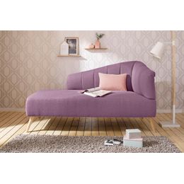 Recamiere OTTO HOME "Lucy, Chaiselonge mit Massivholzf&uuml;&szlig;en und Steppung", lila, B:162cm H:85cm T:82cm, Struktur fein( 100% Polyester), Sofas, Recamiere, Armlehne links und rechts bestellbar