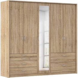 Dreht&uuml;renschrank Rauch "Kleiderschrank Schrank Garderobe W&auml;scheschrank WILDBERG", braun (eiche sonoma), B:230cm H:212cm T:58cm, Holzwerkstoff, Schr&auml;nke, Dreht&uuml;renschrank, mit 6 Schubladen, obere Schublade mit Holz-Einteilung MADE IN GERMANY