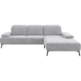 Ecksofa Home Affaire "Liora, L-Form mit verstellbarem Kopfteil, Breite 291 cm", light, grau, B:291cm H:83cm T:218cm, 5, 9% Viskose, 34, 4% Polyacryl, 59, 7% Polyester, Sofas, Ecksofa, klappbare Armlehne, Tonnentaschenfederkern&saugroboterfreundliche H&ouml;he