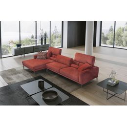 Ecksofa Egoitaliano "Masu, Design trifft sensationellen Sitzkomfort", rot (marsala), B:277cm H:95cm T:157cm, Luxus-Micofaser Lederoptik (100% Polyester) ist ein neues technisches Gewebe mit einem visuellen und taktilen Aspekt, der dem Nubuk sehr nahe kommt, mit innovativen Eigenschaften. Seine au&szlig;erordentliche Weichheit kommt von einem exklusiven Produktionsprozess, der Unreinheiten und Unregelm&auml;&szlig;