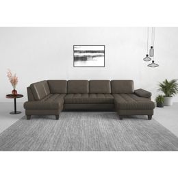 Sit & More Wohnlandschaft SIT & MORE "Westham U-Form", grau (anthrazit), B:338cm H:88cm T:172cm, 100% Polyester, Sofas, Wohnlandschaft, wahlweise mit Bettfunktion, Bettkasten, Sitztiefenverstellung