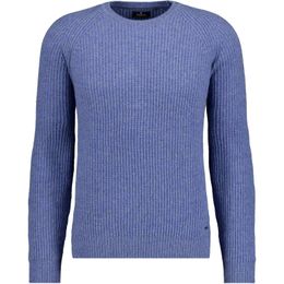 Rundhalspullover Ragman, Herren, Gr. 56, blau, melange, 782, Strick, 90% Wolle 10% Baumwolle, Rundhals, Pullover Rundhalspullover