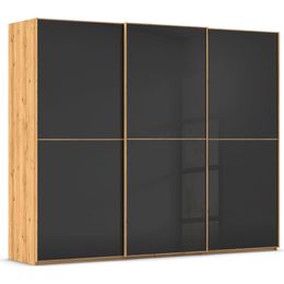 Schwebet&uuml;renschrank Rauch "Kleiderschrank Schrank Garderobe Schlafzimmerschrank SCALE-DUO", schwarz (asteiche, glas schwarz, griffleisten asteiche), B:271cm H:223cm T:68cm, Holzwerkstoff, Schr&auml;nke, Schwebet&uuml;renschrank, edle zweigeteilte T&uuml;ren Glas-Front mit 3 Zierleisten MADE IN GERMANY