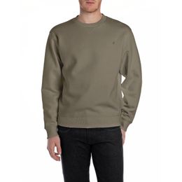 Sweatshirt Replay, Herren, Gr. L, gr&uuml;n (mud gr&uuml;n), Sweatware, Obermaterial: 80% Baumwolle, 20% Polyester, unifarben, regular fit normal, Rundhals, Rippb&uuml;ndchen, Sweatshirts Sweatshirt, mit V-Einsatz am Halsausschnitt