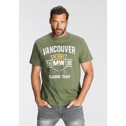 MAN'S WORLD T-Shirt MAN'S WORLD, Herren, Gr. M (48/50), gr&uuml;n (khaki), Single Jersey, Obermaterial: 100% Baumwolle, bedruckt, normal, Rundhals, Shirts T-Shirt, Kurzarm, bedruckt, Rundhalsausschnitt, aus Baumwolle, Topseller