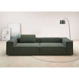 3-Sitzer Home Affaire "Watertown moderner 3-Sitzer", gr&uuml;n (oliv), B:306cm H:68cm T:118cm, 95% Polyester, 5% Nylon, Sofas, 3-Sitzer, extra breites Sofa mit in eleganten Bez&uuml;gen & gro&szlig;z&uuml;giger Sitzfl&auml;che