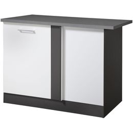 Eckunterschrank KOCHSTATION "KS-Paris", wei&szlig; (wei&szlig;, graphit), B:110cm H:85cm T:60cm, Holzwerkstoff, Schr&auml;nke, Eckunterschrank, Breite 110 cm