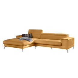 Ecksofa W.Schillig "piedroo, Designsofa mit tollem Sitzkomfort, bequem und elegant, L-Form", gelb (kurkuma z69), B:303cm H:70cm T:193cm, Longlife Xtra-Leder Z69: Das feinnarbige, gedeckte Softleder Z69 besticht durch seine au&szlig;ergew&ouml;hnliche Weichheit im trendigen &raquo;Vintage-Look&laquo;, Hautst&auml;rke 0, 9 - 1, 1 mm, Sofas, Ecksofa, Kopfteilverstellung, wahlweise mit Sitztiefenverstellung, Breite 303cm