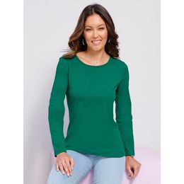 Langarmshirt Classic Basics "Langarm-Shirt", Damen, Gr. 46, gr&uuml;n, 100% Baumwolle, unifarben, Rundhals, Shirts Langarmshirt