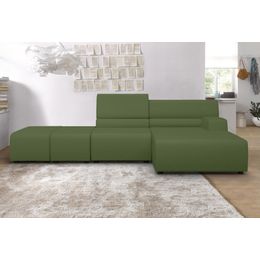Ecksofa Egoitaliano "Babouche, Designsofa mit au&szlig;ergew&ouml;hnlichem Sitzkomfort zum Wohlf&uuml;hlen", gr&uuml;n (sprite), B:384cm T:98cm, Leder CAREZZA (echtes Rindsleder) ist ein Naturleder, dass die urspr&uuml;nglichen Eigenschaften der Haut nicht ver&auml;ndert. Das Vorhandensein von verheilten Narben, K&ouml;rnungsunterschiede, Falten, Adern, Unterschiede in den Farbt&ouml;nen und andere Spuren, die die Natur auf diesen Fellen