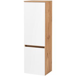 Midischrank Welltime "Kaunas", wei&szlig; (matt wei&szlig;, wotaneiche), B:40cm H:130cm T:35cm, Holzwerkstoff, Schr&auml;nke, Midischrank, 40 cm breit, Soft-Close-Funktion