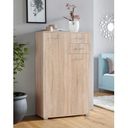Kombikommode Priess, braun (struktureichefarben hell), B:82cm H:135cm T:38cm, Holzwerkstoff, Sideboards, Kombikommode