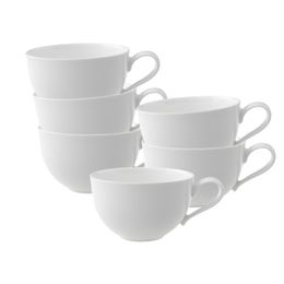 Villeroy & Boch Tasse VILLEROY & BOCH "Cappuccinotassen New Cottage Basic 290 ml 6er Set wei&szlig;", wei&szlig;, Porzellan, Trinkgef&auml;&szlig;e, Tasse