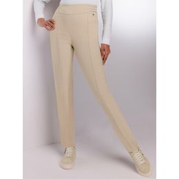 Webhose Stehmann, Damen, Gr. 22, Kurzgr&ouml;&szlig;en, beige (sand), 78% Viskose, 19% Polyamid, 3% Elasthan, unifarben, lang, Hosen Webhose