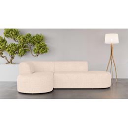 Ecksofa OTTO HOME "Ecksofa Tvinne mit Ottomane links oder rechts bestellbar", beige (hellbeige), B:260cm H:73cm T:170cm, 100% Polyester, Sofas, Ecksofa, L-Form, mit Wellenunterfederung, BxTxH 260x170x73 cm