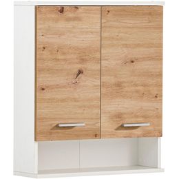 H&auml;ngeschrank Welltime "Palermo, Breite 59 cm", wei&szlig; (mattwei&szlig;, artisaneichefarben), B:59,8cm H:70,8cm T:20,5cm, FSC-zertifizierter Holzwerkstoff, Schr&auml;nke, H&auml;ngeschrank, 2 T&uuml;ren, Metallbeschl&auml;ge