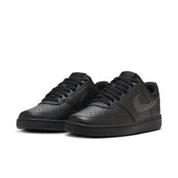 Sneaker Nike Sportswear "WMNS COURT VISION LOW", Damen, Gr. 40, schwarz, schwarz, Leder, Synthetik, Schuhe Sneaker, Design auf den Spuren des Air Force 1