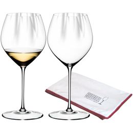 Wei&szlig;weinglas "Chardonnay Gl&auml;ser inklusive Poliertuch Performance 727 ml 2er Set transparent", bunt (transparent), Glas, RIEDEL THE WINE GLASS COMPANY, Trinkgef&auml;&szlig;e, Wei&szlig;weinglas