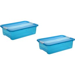 Organizer keeeper "cornelia", blau, B:39,5cm H:17cm T:59,5cm, Kunststoff, Aufbewahrungsboxen, Organizer, Aufbewahrungsbox, 28 L, mit Deckel, Schiebeverschluss