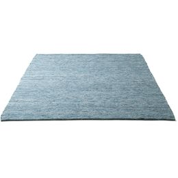 Wollteppich Sansibar "H&ouml;rnum", blau, B:90cm H:12mm L:160cm, Schurwolle, Teppiche, Wollteppich, Handweb Teppich, meliert, reine gewalkte Wolle, handgewebt