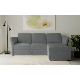 Ecksofa Home Affaire "Lavars, L-Form, Schlafsofa", grau, B:242cm H:90cm T:155cm, 53% strukturiertes Polyester, 47% Polyester, Sofas, Ecksofa, mit Bettfunktion und Stauraum, in zwei verschiedenen Bezugsqualit&auml;ten