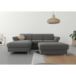 Sit & More Ecksofa SIT & MORE "Apulia L-Form", grau, B:250cm H:78cm T:185cm, Webstoff (100% Polyester);Struktur weich (90% Polyester, 10% Polyamid);Luxus-Microfaser Euphoria (100% Polyester);Samtoptik (100% Polyester), Sofas, Ecksofa, wahlweise Bettfunktion, Bettkasten und Kopf- und Armteilverstellung