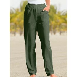 Schlupfhose Classic Basics, Damen, Gr. 23, Kurzgr&ouml;&szlig;en, gr&uuml;n (oliv), 100% Baumwolle, unifarben, lang, Hosen Schlupfhose