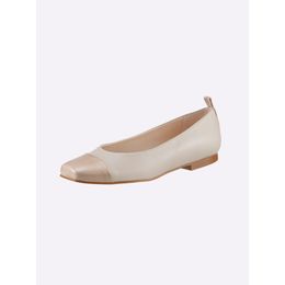 Ballerina Heine, Damen, Gr. 37, beige (sand, ros&eacute;), Glattleder, Lackleder, Leder, Rindsleder, Schuhe Ballerina