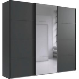 Schwebet&uuml;renschrank wimex "Jork Kleiderschrank mit Spiegel, schwarze Metallgriffe", grau (graphit), B:270cm H:208cm T:65cm, Holzwerkstoff, Schr&auml;nke, Schwebet&uuml;renschrank, Schrank in verschiedenen Gr&ouml;&szlig;en und Innenausstattungsvarianten