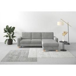 Ecksofa Home Affaire "Summer L-Form", silber, B:249cm H:91cm T:164cm, 100% Polyester, Sofas, Ecksofa, mit Recamiere, mit oder ohne Bettfunktion und Bettkasten, Cord-Bezug