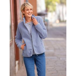 Fleecejacke Casual Looks, Damen, Gr. 46, blau (taubenblau), 100% Polyester, unifarben, Jacken Fleecejacke