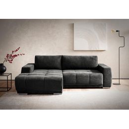 Ecksofa Home Affaire "Bolero L-Form", schwarz, B:241cm H:66cm T:165cm, 100% POLYESTER (PES), Sofas, Ecksofa, wahlweise mit Bettfunktion & Bettkasten