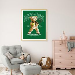 Bild mit Rahmen queence "Vintage Teddy B&auml;r in Tennis Outfit", farbe rahmen: beige, farbe bild(er): wei&szlig;, B:50cm H:70cm T:1,5cm, Acrylglas, Holzrahmen, Bilder, Bild mit Rahmen, HD Premium Poster-Druck inkl. Echtholzrahmen in beige