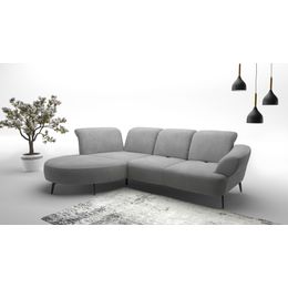 Sit & More Ecksofa SIT & MORE "Dance, L-Form, inkl. Sitztiefenverstellung", grau, B:313cm H:91cm T:208cm, 100%Polyester, Sofas, Ecksofa, inkl. Click&Seat, optional mit Kopfteilverstellung