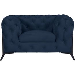 Chesterfield-Sessel Home Affaire "Amaury Sessel", blau, B:125cm H:75cm T:97cm, Struktur (100% Polyester9;Samtoptik (100% Polyester), Sessel, Chesterfield-Sessel, aufw&auml;ndige Knopfheftung, moderne Chesterfield Optik, Fu&szlig;farbe w&auml;hlbar