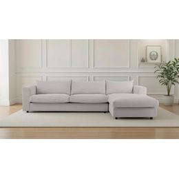 Ecksofa "Avelina", grau (cloud grau), B:297cm H:77cm T:186cm, 100% Polyester, LeGer Home by Lena Gercke, Sofas, Ecksofa, Breite 297 cm, in Cord- und Chenille- Stoff, R&uuml;ckenkissen mit Federn