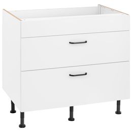 Unterschrank Optifit "Elga", wei&szlig; (wei&szlig;, wei&szlig;), B:90cm H:87cm T:58,4cm, Holzwerkstoff, Schr&auml;nke, Unterschrank, mit Soft-Close-Funktion, h&ouml;henverstellbare F&uuml;&szlig;e, Breite 90 cm