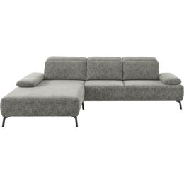 Ecksofa Home Affaire "Liora, L-Form mit verstellbarem Kopfteil, Breite 291 cm", army, B:291cm H:83cm T:218cm, 5, 9% Viskose, 34, 4% Polyacryl, 59, 7% Polyester, Sofas, Ecksofa, klappbare Armlehne, Tonnentaschenfederkern&saugroboterfreundliche H&ouml;he
