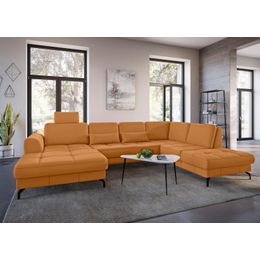 Sit & More Wohnlandschaft SIT & MORE "Bendigo U-Form", gelb (curry), B:332cm H:84cm T:226cm, Sofas, Wohnlandschaft, inklusive Sitztiefenverstellung, Bodenfreiheit 12 cm, in 2 Fu&szlig;farben