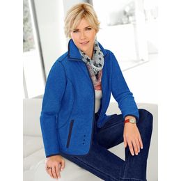Fleecejacke Casual Looks, Damen, Gr. 48, blau (royalblau), 100% Polyester, gemustert, unifarben, Jacken Fleecejacke