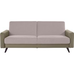 3-Sitzer exxpo - SOFA FASHION "Samso, elegant und bequem, toller Sitzkomfort, Schlafsofa", braun (hellbraun, cappu), B:222cm H:89cm T:93cm, Sofas, 3-Sitzer, Kippcouch, inklusive Bettfunktion und Bettkasten, Komfortsitzh&ouml;he 49cm