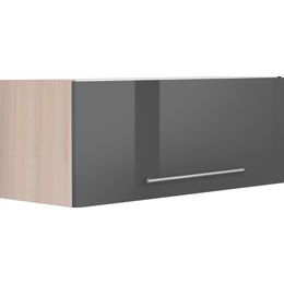 Klapph&auml;ngeschrank Optifit "Bern", grau (grau hochglanz, akaziefarben), B:90cm H:35,2cm T:34,9cm, Schr&auml;nke, Klapph&auml;ngeschrank, Breite 90 cm, 1 Klappe, mit Metallgriff