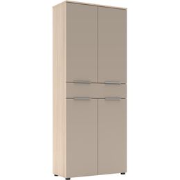 Aktenschrank Innostyle "B&uuml;roschrank Santorin, 80/198/38 cm ( B/H/T)", cashmere, riva eiche, B:80cm H:198cm T:38cm, ABS-Kunststoff, Glas, Holzwerkstoff, Metall, Schr&auml;nke, Aktenschrank, 4 t&uuml;rig, 1 Schubkasten, Softclose, Klarglas, ABS Schutzkante