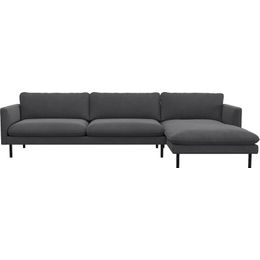 Ecksofa FLEXLUX "Bolzano, elegant und bequem, L-Form", grau (dervit grau), B:294cm H:61cm T:165cm, 100% Polyester, Sofas, Ecksofa, Sitzaufbau mit Kaltschaum & Stahl-Wellen, loose Sitz -& R&uuml;ckenkissen