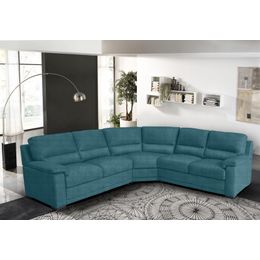 Ecksofa Egoitaliano "Doris, modernes Designerecksofa in hochwertigen Microfaserqualit&auml;ten", blau (teal), B:266cm H:90cm T:246cm, Luxus-Mikrofaser BLUSH (100% Polyester) ist ein innovatives Mikrofasergewebe mit wasser- und fleckenabweisenden Eigenschaften. Sie verhindert das Eindringen von Fl&uuml;ssigkeiten und &Ouml;len in das Textilgewebe. Mit einer neutralen Seifenl&ouml;sung k&ouml;nnen Flecken von Kaffee, Tee, W