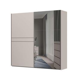 Schwebet&uuml;renschrank OTTO HOME "Opera Kleiderschrank, Schlafzimmerschrank, Garderobe, Schrank", beige (cashmere farbe), B:230cm H:224cm T:61cm, FSC-zertifizierter Holzwerkstoff, Schr&auml;nke, Schwebet&uuml;renschrank, UV lackiert, Soft Close Funktion, Spiegel, H&ouml;henverstellbare F&uuml;&szlig;e