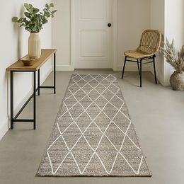 Teppich "Juna Essence", beige (naturgrau,beige,wei&szlig;), B:80cm H:10mm L:200cm, Jute, MyFlair M&Ouml;BEL & ACCESSOIRES, Teppiche, Teppich, Juteteppich, handgeflochten, meliert, Rauten Muster, auch als L&auml;ufer