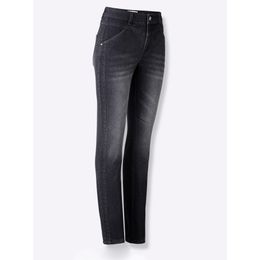 Bequeme Jeans Casual Looks, Damen, Gr. 40, Normalgr&ouml;&szlig;en, schwarz (schwarz denim), 81% Baumwolle, 17% Polyester, 2% Elasthan, unifarben, lang, Jeans Bequeme Jeans
