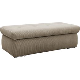 Hocker DOMO collection "NMoric", braun (schlamm), B:136cm H:43cm T:64cm, 100% Polyester, Hocker, Hocker, mit Stauraumfach, auch in Cord